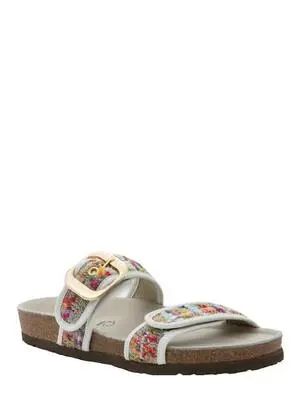 Naot Nashville Double Band Slide Sandal - Pink Marigold White Leather