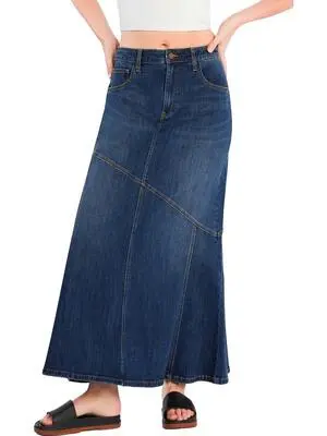 WASH LAB DENIM Seamed Denim Maxi Skirt - Vintage Blue