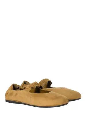 Miu Miu Ruches Suede Ballerinas - Olive Green