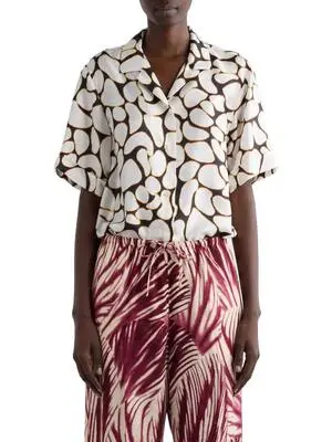 Dries Van Noten Clive Printed Silk Camp Shirt - Off White