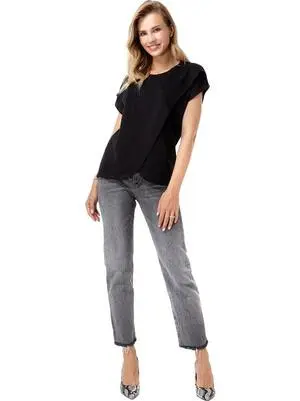 ACCOUCHEE Cotton Maternity/nursing Top - Black