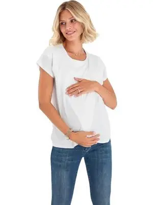 ACCOUCHEE Cotton Maternity/nursing Top - Ecru