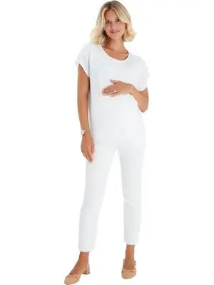 ACCOUCHEE Cotton Maternity/nursing Top - White