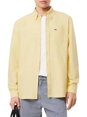 Lacoste Regular Fit Oxford Button-down Shirt - Yellow/ White