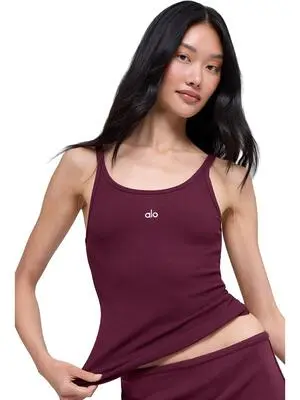 Alo Yoga Ribbed Prosper Tank Top Burgundy