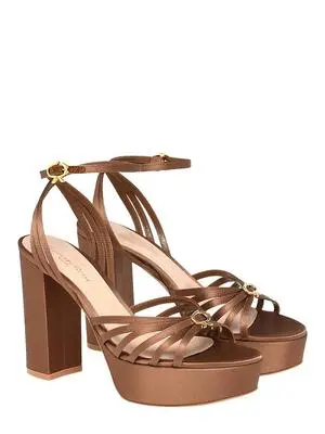 GIANVITO ROSSI Rita Strappy Sandals - Brown Fabric