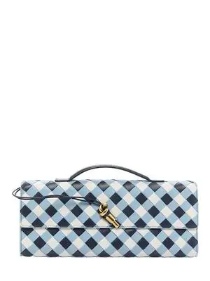 Bottega Veneta Andiamo Intrecciato Leather Clutch Abyss/ice/white Leather