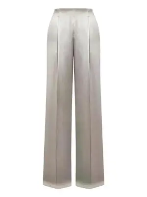 Alberta Ferretti Satin High-waisted Trousers - Grey