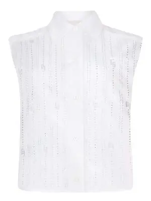 Liu Jo Rhinestone-embellished Cotton Shirt - White