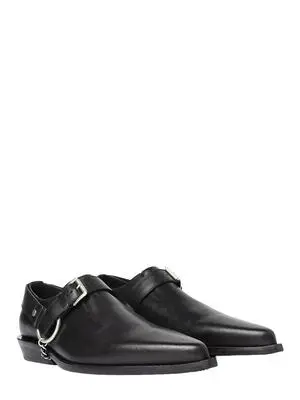 ANN DEMEULEMEESTER Pointy Buckle-detail Leather Monk Shoes - Black