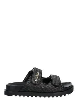 Guess Woven-strap Flat Sandals - Black