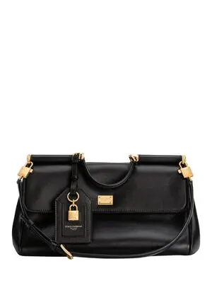 Dolce & Gabbana My Sicily Handbag In Plongé Calfskin - Black