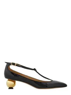 SALVATORE FERRAGAMO Spherical Heel T-Strap Pumps