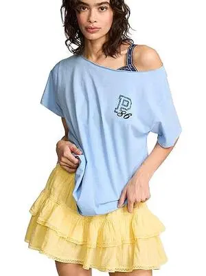 Pink Campus Cotton™ Off-The-Shoulder Tee Blue