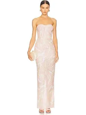 BRONX BANCO Dahlia Strapless Embellished Maxi Dress - Blush Multi