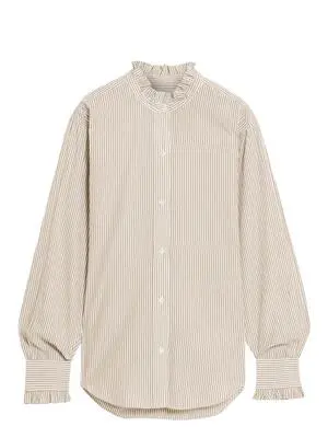 MARANT ETOILE Saoli Striped Cotton-poplin Shirt - Light Brown