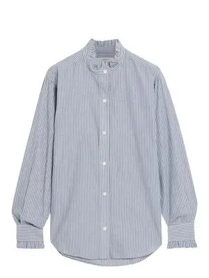 MARANT ETOILE Saoli Striped Cotton-poplin Shirt - Slate Blue
