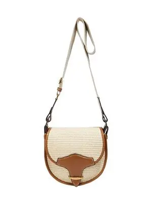 Isabel Marant Botsy Leather-trimmed Faux Raffia Shoulder Bag - Beige
