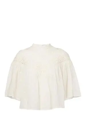 NILI LOTAN Mikki Embroidered Cotton Voile Top - White