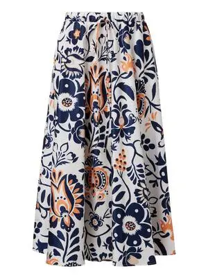 La DoubleJ Printed Satin Midi Skirt - Multicoloured