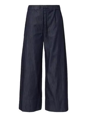 Max Mara Jour Cotton Chambray Wide-leg Pants - Blue