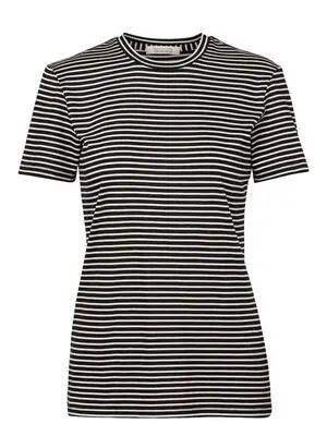 NILI LOTAN Lana Striped Cotton-blend T-shirt - Black