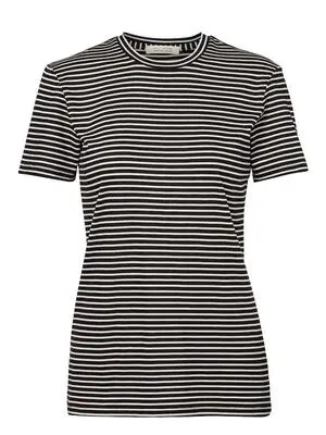NILI LOTAN Lana Striped Cotton-blend T-shirt - Black
