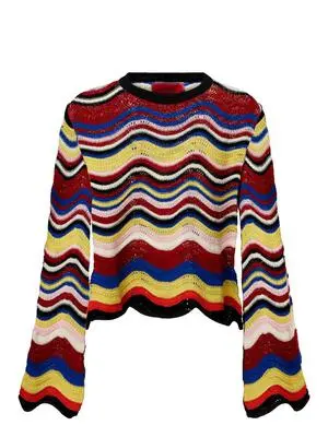 La DoubleJ Chevron Crochet Cotton Top - Multicoloured