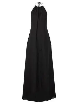 NILI LOTAN Lelia Halterneck Linen Maxi Dress - Black
