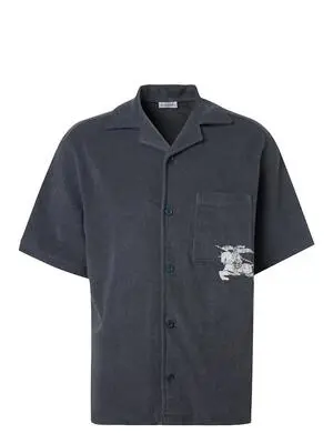 Burberry Ekd Cotton Terry Bowling Shirt - Blue