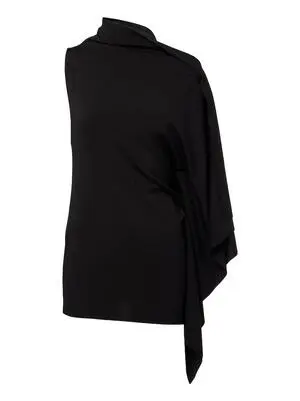 Sportmax Fiorella Asymmetric Jersey Top - Black