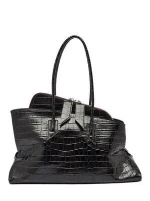 Attico La Passeggiata Medium Leather Tote - Black
