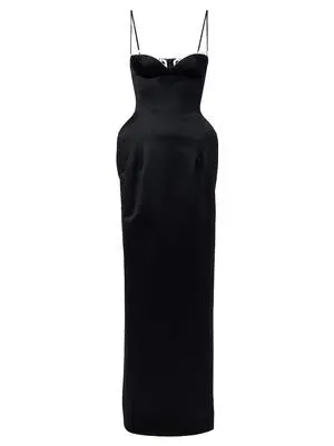 Magda Butrym Crochet-trimmed Satin Bustier Gown - Black