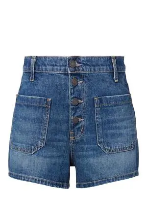 NILI LOTAN Harley High-rise Denim Shorts - Blue