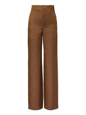 Saint Laurent High-rise Jacquard Wide-leg Pants - Brown