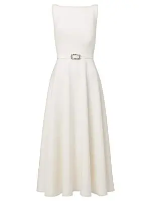 Safiyaa Belted A-line Midi Dress - White