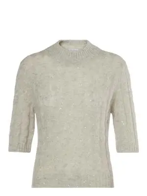 BRUNELLO CUCINELLI Sequined Cable-Knit Sweater