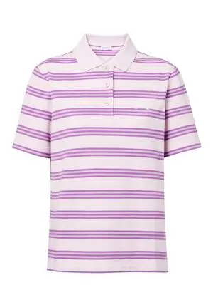 Burberry Icon Stripe Cotton Polo Shirt - Purple