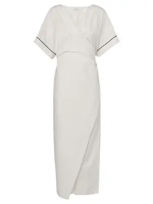 Brunello Cucinelli Monili Cotton-blend Wrap Dress - White
