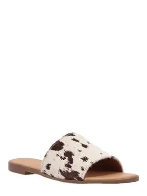 DINGO Tabby Calf Hair Slide Sandal - Cow Print