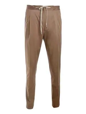 LARDINI Pleated Elasticated-waistband Trousers - Brown