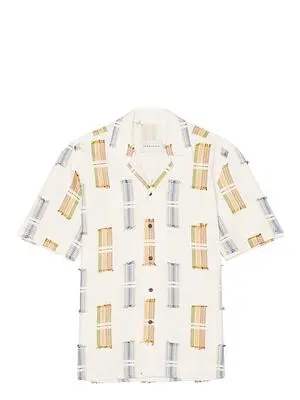 PEREGRINE Quay Cuban Collar Shirt In White - White Tassel
