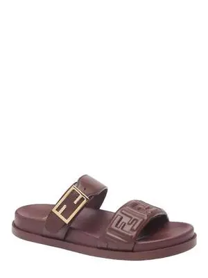 Fendi Feel FF Double Band Sandal Burgundy
