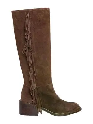 STUDIO CHOFAKIAN 55mm Fringe-embellished Knee-high Boots - Brown