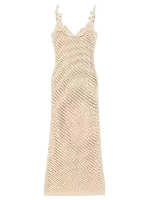 Elie Saab Floral Appliqué Mesh Dress - Neutrals