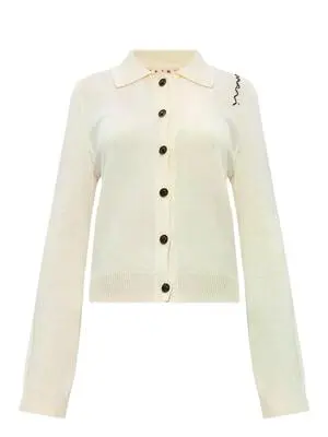 Marni Logo-embroidered Cardigan - Neutrals