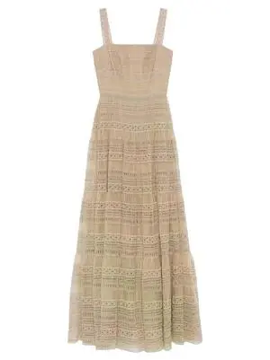Elie Saab Embroidered Organza Maxi Dress - Neutrals
