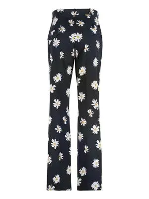 Moschino Floral-print Straight-leg Trousers - Black