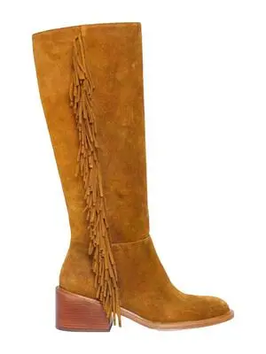 STUDIO CHOFAKIAN 55mm Fringed Suede Knee-high Boots - Brown