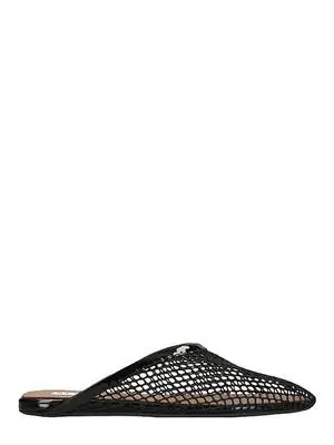 Alaïa Leather Fishnet Mules - Black